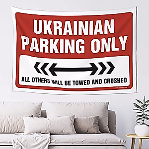Bedroom Door Decorations Ukrainian Parking Only Tapestry Space Decorations Beer Decorations for Man Cave (Size : 75X100CM)