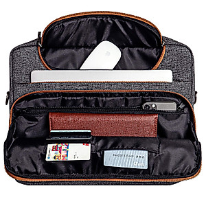 DOMISO 17 Inch Multi-Functional Laptop Sleeve Business Briefcase Waterproof Messenger Shoulder Bag Compatible with 17"-17.3" Notebooks/Dell/Acer/HP/MSI/ASUS, Dark Grey