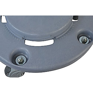 Janico 1041 Quiet Trash Can Dolly, Non Marking Casters, Round, 18"x18"x6", Grey