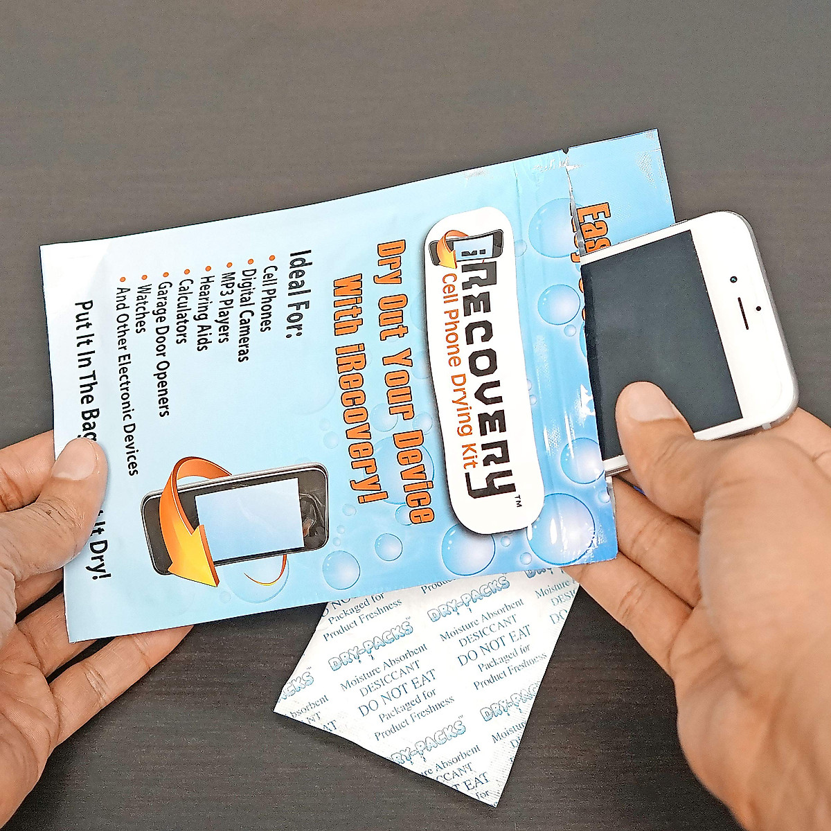 iRecovery Cell Phone Drying Kit - Save Your Wet iPhone, iPod, Watches, Hearing Aids, Cell Phones, MP3 Players, Etc. from Water Damage! - IR33-IPHONE