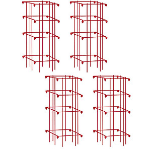Gardeners Supply Company Lifetime Tomato Cages Plant Stand | Heavy Gauge Sturdy Garden Plants Support for Tomatoes and Other Climbing Plants | No Assembly Needed - Red (Set of 4)
