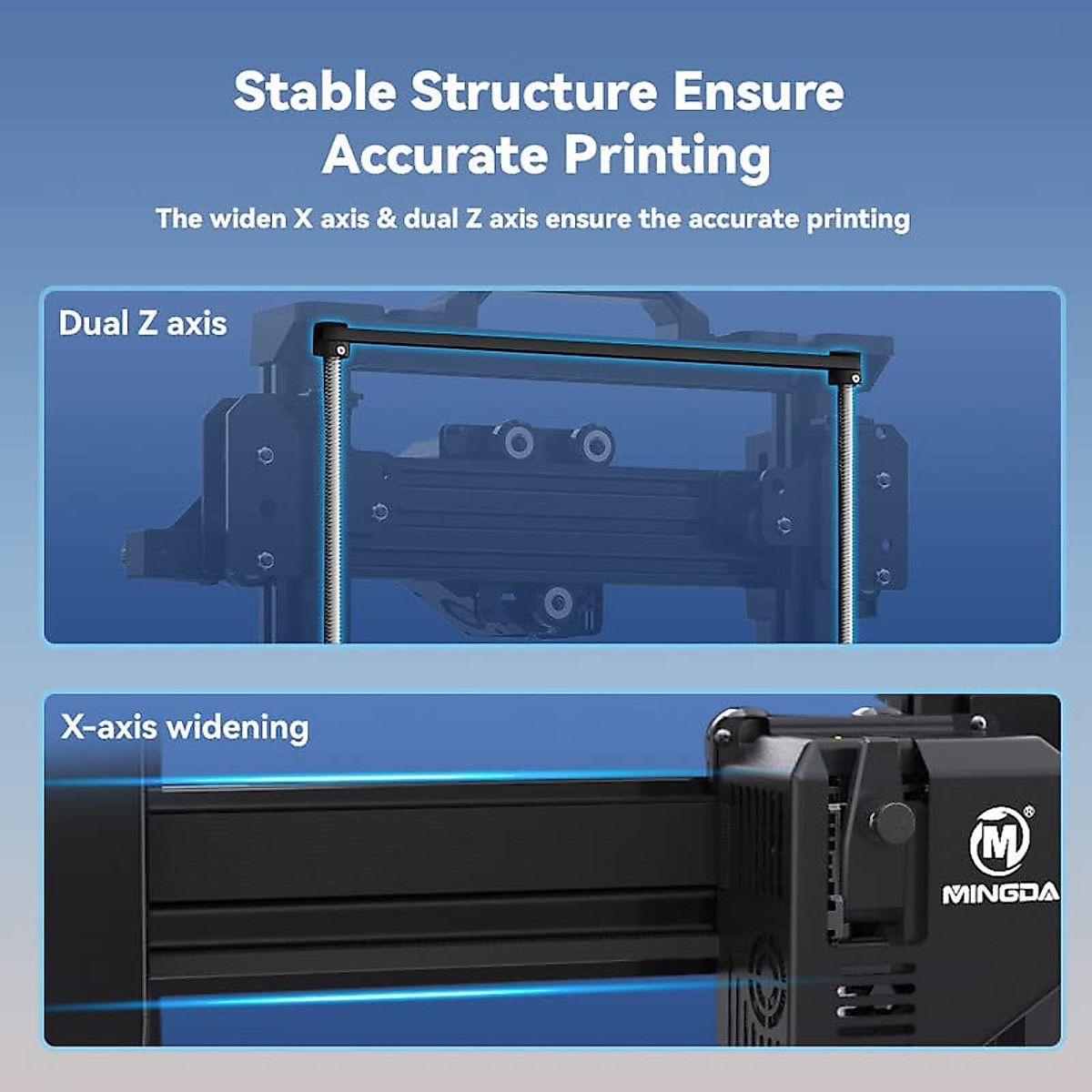 Mingda Magician X 3D Printers, One Touch Smart Auto Leveling FDM 3D Printing Machine Printing Size 230x230x260mm with TMC Silent Motherboard