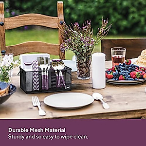 Mindspace Utensil Holder, Kitchen Condiment Organizer and Flatware Utensil Caddy | The Mesh Collection, Black