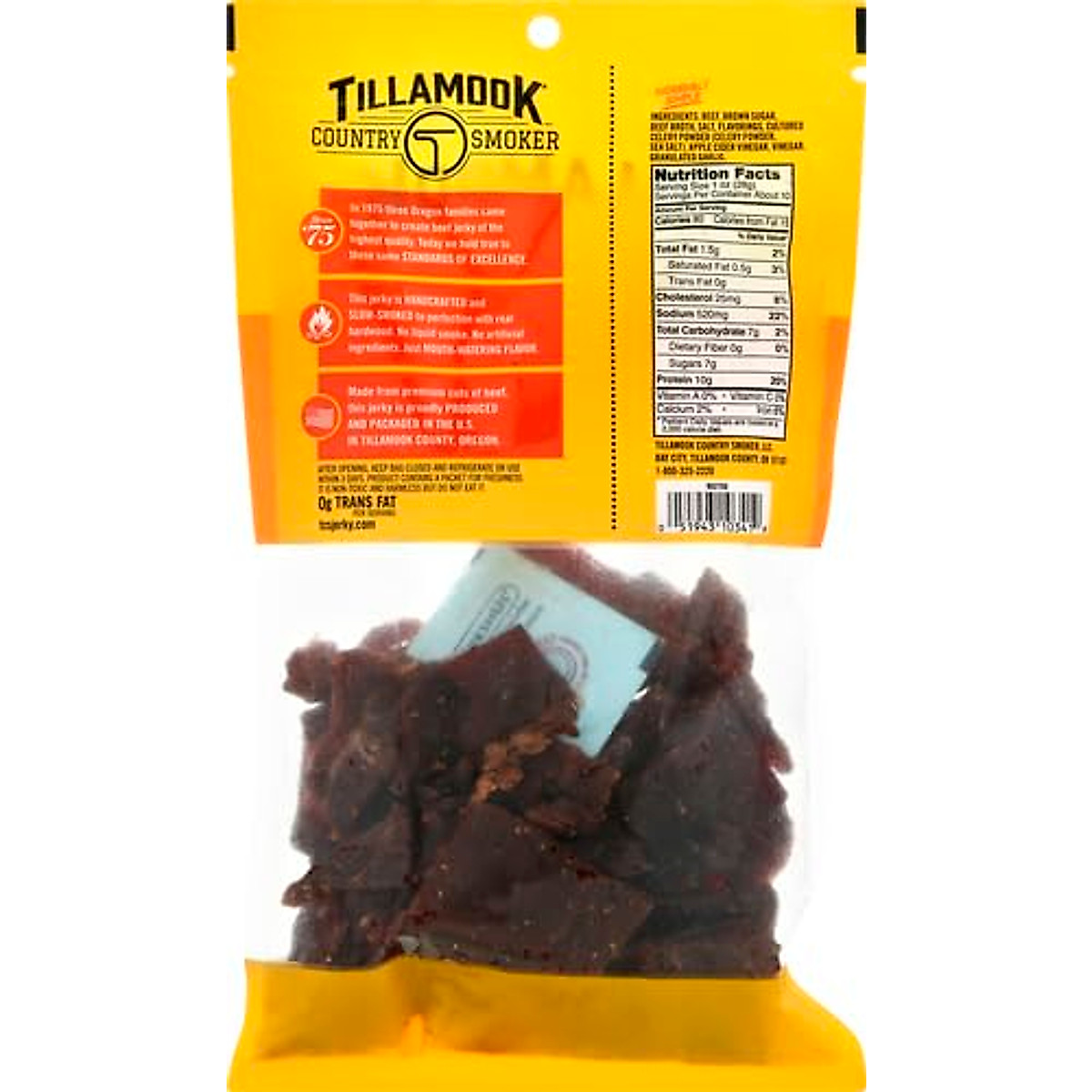 Tillamook Country Smoker Real Hardwood Smoked Beef Jerky, Old Fashioned, 10 Ounce