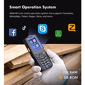 AGM M7 Rugged Phone, IP68 Waterproof Outdoor Phone, 2500mAh Battery Unlocked 4G Cell Phone for Seniors Dual SIM Biggest Speaker 2.4" Touch Screen 1GB+8GB Facebook/Skype/TikTok-Black