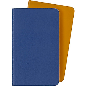 Moleskine Volant Journal, Soft Cover, XS (2.5" x 4") Ruled/Lined, Forget-Me-Not Blue/Amber Yellow, 56 Pages (Set of 2)