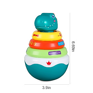 Chibon Roly Poly Baby Development Toys 6 to 12 Months, Weeble Wobble Tummy Time Toys, Dinosaur Tumbler Wobbler Toys for Infant Boy Girl Gifts