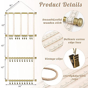 CN Headband Organizer Holder for Baby Girls, Bow Holder for Girls Hair Bows, Hair Accessories Hanger Boho Ribbon Storage with 30 Bronze Clips for Nursery Hanging Room Decor For Wall