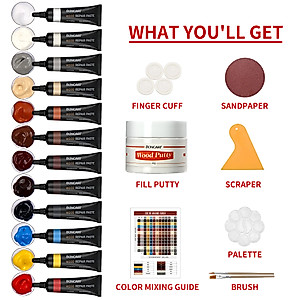Boncart Wood Furniture Repair Kit Wood Filler-Repair Scratch, Cracks, Hole, Discoloration for Wooden Door, Floor, Table, Cabinet -Restore Any Wood, Cherry, Walnut