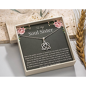 RareLove Soul Sister Gift for Women, Friendship 925 Sterling Silver Sister Celtic Knot Infinity Heart Necklace, Best Friend Birthday Gifts
