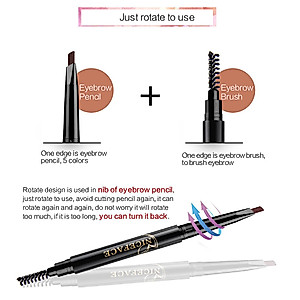 Eyebrow Pencil Gray Double Ended Precision Waterproof Brow Cruelty Free(Gray #5)