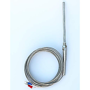 RuoFeng K Type Thermocouple Temperature Controller Sensor 9.8ft/3M Wire,100x5mm Stainless Steel Probe, 0-400° C