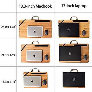 Oversized Lap Desk,wishacc Portable Bamboo Lap Desk Tray for Home Office (Fits up to 17.3” Laptop)
