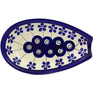 Polish Pottery Spoon Rest From Zaklady Ceramiczne Boleslawiec #1015-166a Floral Peacock Traditional Pattern