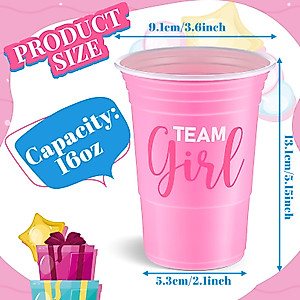 Norme 30 Pcs Gender Reveal Plastic Cups Team Boy Team Girl Disposable Blue Pink Plastic Cups Gender Reveal Party Supplies for Beverage Drink Tableware(16 oz)