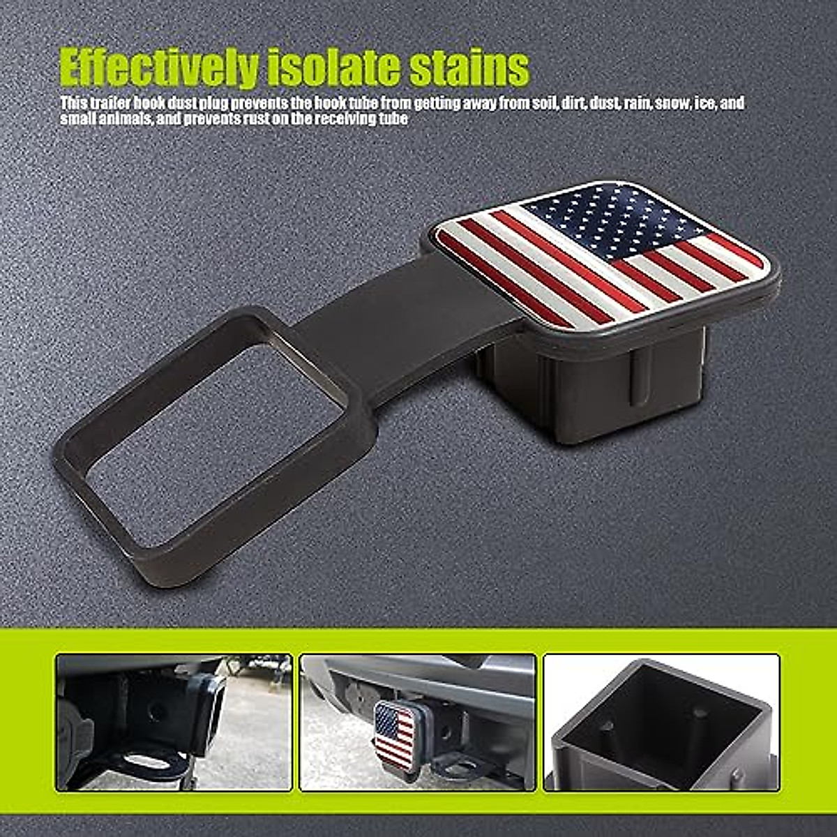 Ajxn 1 PC Universal Tow Hitch Covers, Trailer Hitch Cover Tube Plug Insert, Car Exterior Accessories, Receiver Tube Hitch Plug, Tube Cover with Bracket, for Vehicles, Tow Truck (American Flag Red)