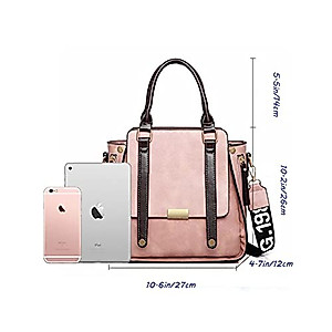 YAQUNICER Women Soft Synthetic PU Leather 4pcs Satchel Crossbody Large Capacity Top-Handle Handbags Shoulder Clutches Purse-Black