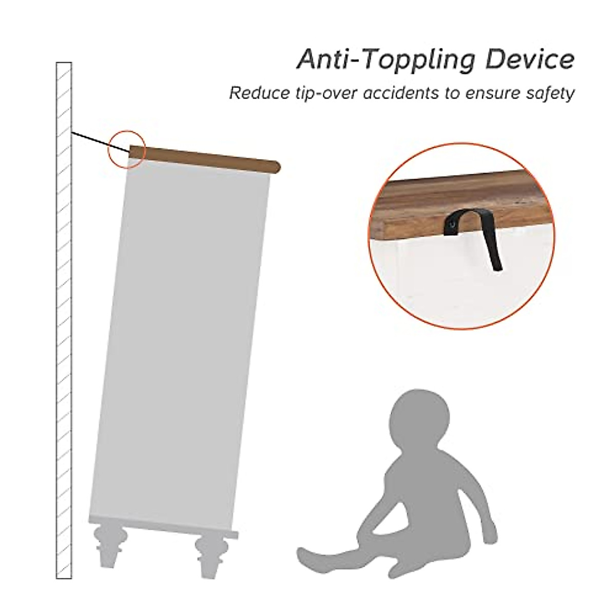 WAMPAT White Dresser for Bedroom with 5 Drawers, Tall Kids Dressers with Wide Chest of Drawers, Mid Century Modern Wooden Closet Storage Organizer, Samll Dressers for Living Room, Nursery, Hallway