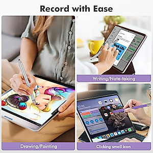 MEKO 3 in 1 Stylus Pens for Touch Screens, High Sensitivity & Precision Capacitive Stylus Pencil for Apple iPad iPhone Tablets Samsung Galaxy All Universal Touchscreen Devices (2 Pack-Silver/Purple)