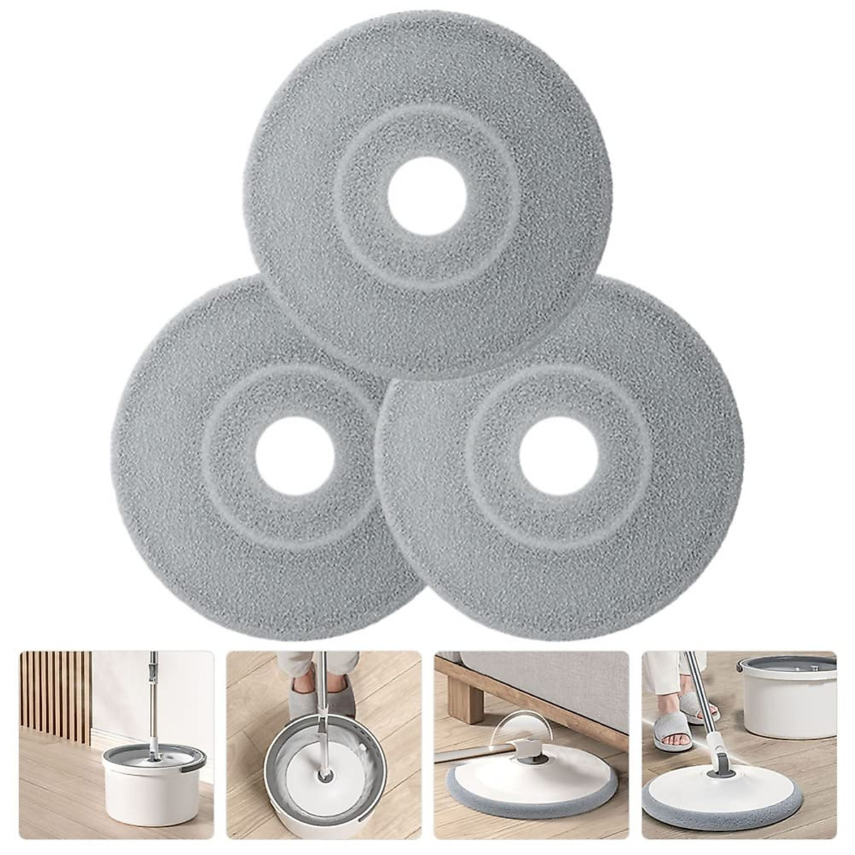 Zerodeko 3pcs Mop Cloth Spins Mop Cleaning Mop Heads Spray Mop Reusable Mop Head Cloth Pads Mop Head Refills Reusable Mop Pads Microfiber Mop Heads to Rotate Cotton Mop Head Replace