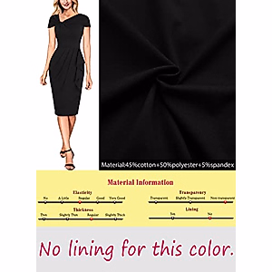 VFSHOW Womens Ruffle Cocktail Office Party Twist V Neck Vintage Church Dress 2023 Ruched Waist Business Wedding Guest Bodycon Pencil Sheath Dress (Black, X-Large) 10350C BLK XL