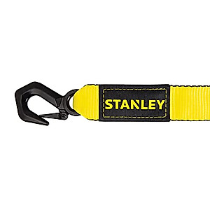 STANLEY ‎S1053 Black/Yellow 2" x 30' Tow Strap with Tri-Hook (9,000 lb Break Strength) for Disabled Recreational Vehicles