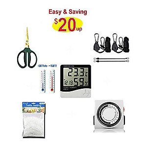 TopoLite Grow Tent Kit 120"x60"x80" Indoor Plants Dark Room+2Pcs Grow Light Hangers+1-pack 5x15ft Plant Trellis Netting+1Pcs Timer+1Pcs 60mm Bonsai Shear+1Pcs Thermometer Hygrometer (120"x60"x80" Kit)