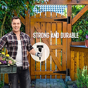 Gate Hinges Heavy Duty, Black T-Strap Strap Shed Hinge,180° Barn Door Hinges,Fence Gate Hardware Kit，Includes Anti-Rust Screws（2pcs，8inch）