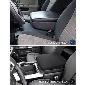 ISSYAUTO Center Console Cover Compatible with 2002-2012 Ram 1500 2500 3500 Jump Seat Console, Armrest lid Cover Leather Arm Rest Covering for Car, Well-Make Durable Middle Console Cover