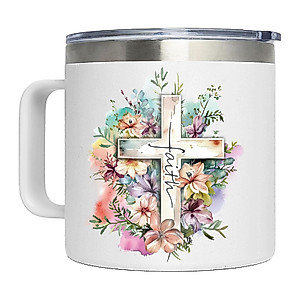 WWHSAI Christian Gifts for Women - Faith Bible Verse Gifts Baptism Coffee Cup - Inspirational Religious Birthday Presents for Women - Catholic Spiritual Christmas Presents Tumbler for Girl Friend 14oz