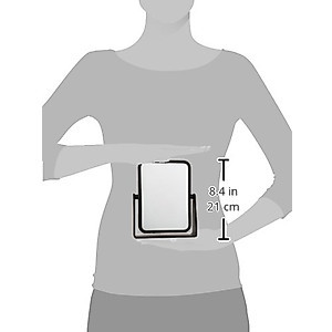 Danielle Magnifying Vanity Makeup Mirror Rectangular Soft Touch Finish with 7X Magnification and 360 Swivel, Black