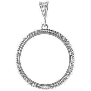 Sterling Silver Rope Wire Half Dollar Bezel 30 mm Coins Prong Back for all 50 Cent Coins Coin NOT Included