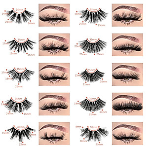 FARRED Wholesale 25mm Faux Mink Lashes, 50 Pairs 10 Styles, Bulk Long Dramatic 6D Fake Eyelashes Strip Volume Lashes, Synthetic False Eyelashes