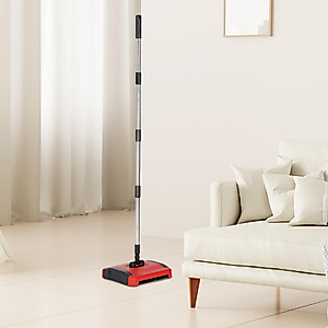 3 Rolling Brushes Floor Sweeper Carpet Brush with Wheels and Large Waste Bin 43inch Detachable Carpet Cleaner for Pet Hair Dust Debris Carpet Sweepers