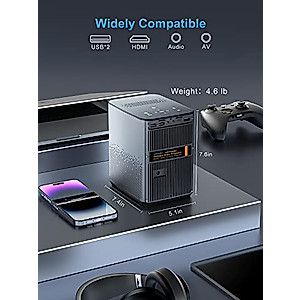 Projector, Leapwell Android Auto Focus Native 1080P Movie Projector with WiFi and Bluetooth 600 ANSI Lumens, Smart Portable Video Projectors with 5000+ Apps 4K Support, for Home Theather and Outdoor