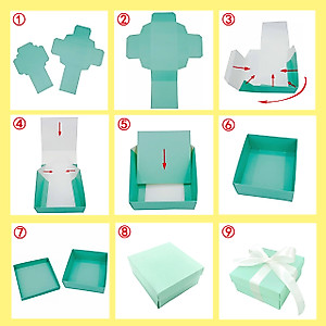 Small Square Turquoise Candy Box Blue Wedding Favors Teal Gift Boxes with Lids and Silk Ribbon for Wedding Baby Bridal Showers Birthday Party Supply, 12pc (Aqua Blue)