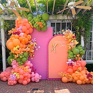Pink and Orange Balloon Arch Kit, Double Stuffed Olive Green Hot Pink Orange Balloons, Pastel Pink Balloon Arch Kit for Baby Shower Birthday Wedding Bridal Summer Wonderland Party Supplies