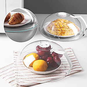 Igikzz 2 Pack Large Microwave Splatter Cover, Transparent Cover, Microwave Plate Cover Lid with Handle and Adjustable Steam Vents Holes Keeps Microwave Oven Clean