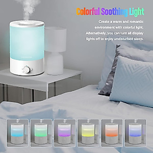MegaWise Top Refill 7-colour Night light humidifier for Kid bedroom with 3.5L Large Capacity, No leakage with Stable Fine Mist Output