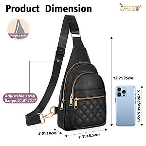 JASGOOD Sling Bag for Women Crossbody Leather Fanny Packs Chest Bag Sling Backpack for Fashion Travel,Black