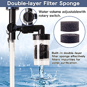 PearlSea Electric Aquarium Gravel Cleaner: 6 in 1 Electric Fish Tank Vacuum Gravel Cleaner for Automatic Water Changer Wash Sand Water Filter Circulation Remove Dirt Adjustable Water Flow (8W, 105GPH)