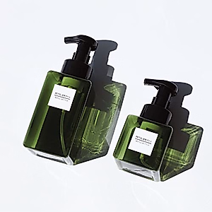 Foaming Soap Dispenser, Refillable Hand Soap Dispenser, Pump Bottle 450ml(16oz), Plastic for Liquid Soap, Shampoo, Body Wash, 2 Pcs (Green+Brown)