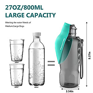 Portable Dog Water Bottle, 27OZ Dog Water Dispenser with Patented Leak-Proof Design for Dog Walking, Hiking and Traveling BPA-Free Materials (Green)