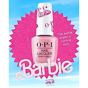 OPI Nail Lacquer, Opaque Crème Finish Pink Nail Polish, Up to 7 Days of Wear, Chip Resistant & Fast Drying, 3 Barbie Limited Edition Collection, Feel the Magic, 0.5 fl oz