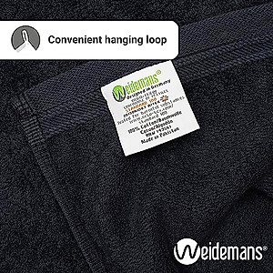 Weidemans 100% Cotton Towels | 2 Bath Towels 30" x 56", 2 Hand Towels 18" x 30" & 4 Washcloths 13" x 13" | Black Hand Towels | 8 Ultra Soft & Highly Absorbent Hand Towels for Bathroom