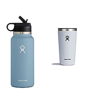 32 oz Wide Mouth Straw Lid Rain & 20 oz All Around Tumbler White