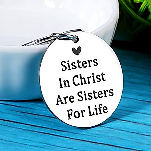 ZZP Christmas Gifts for Bible Study Group Women Friends Sisters In Christ Are Sisters For Life Key Chain Christian Religious Gifts Birthday Friendship Gifts for Christian Sister Girls