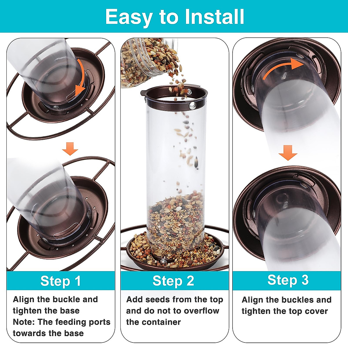 Yardia 2 Pack Metal Wide Bird Feeders - Hanging Outdoor Bird Feeder with 1.6lbs Capacity, Strong Wire Lanyard for Garden Yard Decoration