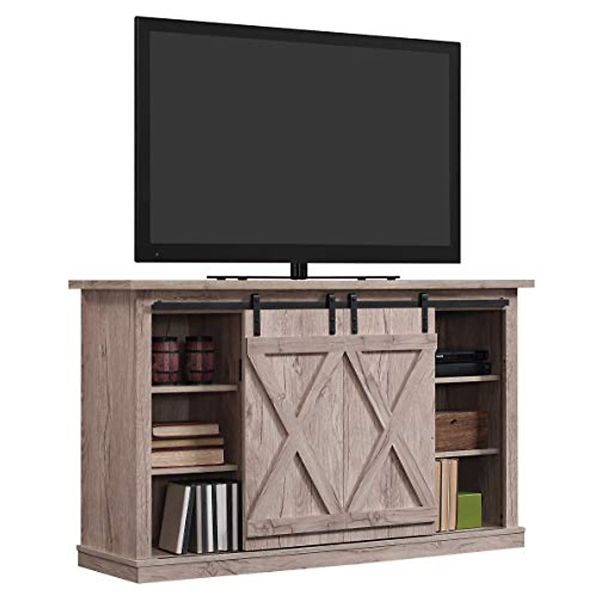 Twin Star Home Sliding Barn Door TV Stand, Ashland Pine
