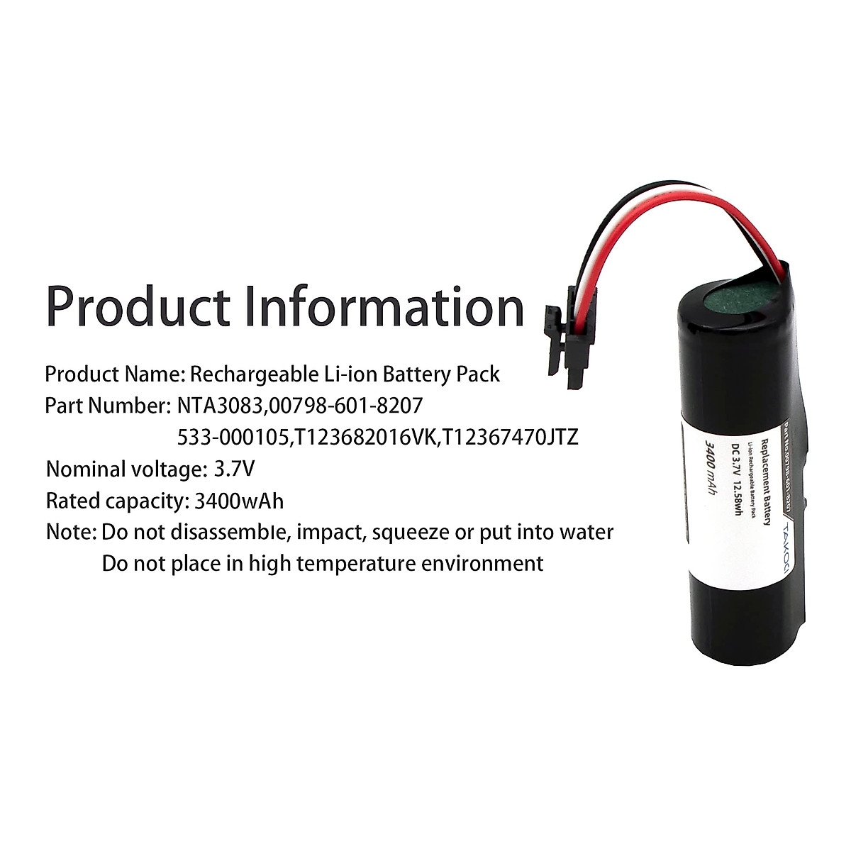 Gikysuiz Replacement Battery for Logitech UE Boom/UE Boom2/UE Blast/UE Boom 3 Wireless Bluetooth Speaker fits Part No Logitech S-00151/S-00122/S-00170/S-00166 3400mAh/3.7V